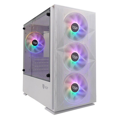 Case VSP Gaming Mid Tower B709 - White + 4Fans Led