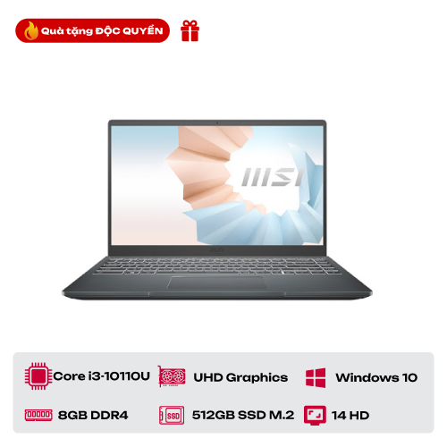 Laptop MSI Modern 14 B10MW 427VN ( 14" Full HD/Intel Core i3-10110U/8GB ...