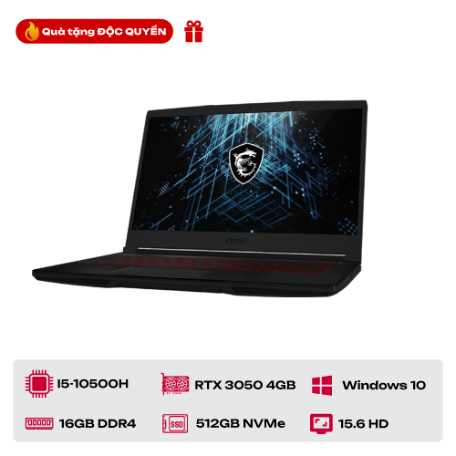 Laptop MSI GF65 Thin | 10UE-286VN (i5-10500H/16GB/512GB/RTX 3060/15.6 Inch FHD/Windows 10/ĐEN)