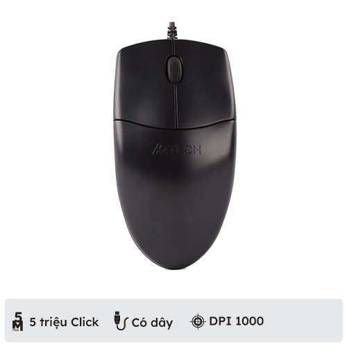 Chuột A4TECH N300 (Hỗ Trợ Đèn LED/1000DPI/Đen)