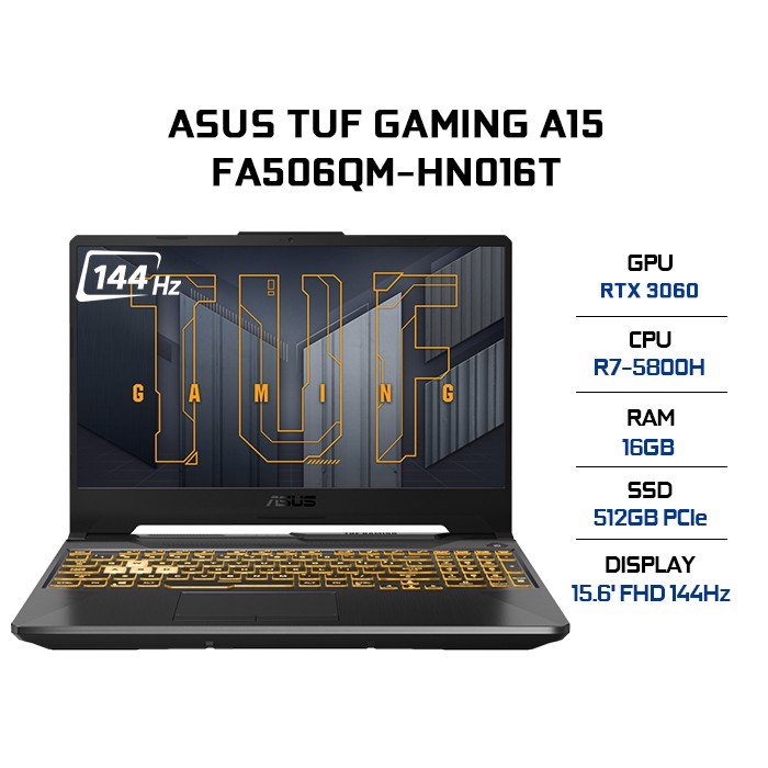 Laptop ASUS TUF Gaming A15 FA506QM-HN016T (R7-5800H/16GB/512GB/GeForce ...