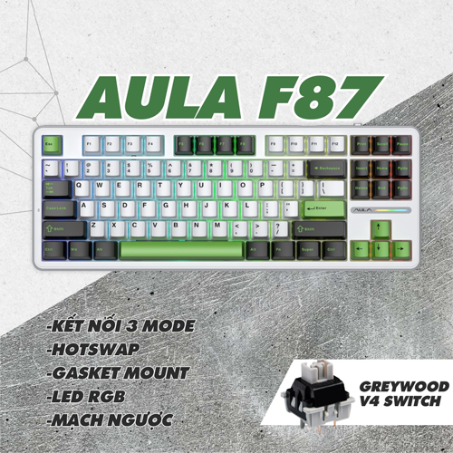 Bàn Phím Cơ Gaming Aula F87 (Đen+Trắng+Xanh Lá/60-Triệu-Click/3-Mode ...