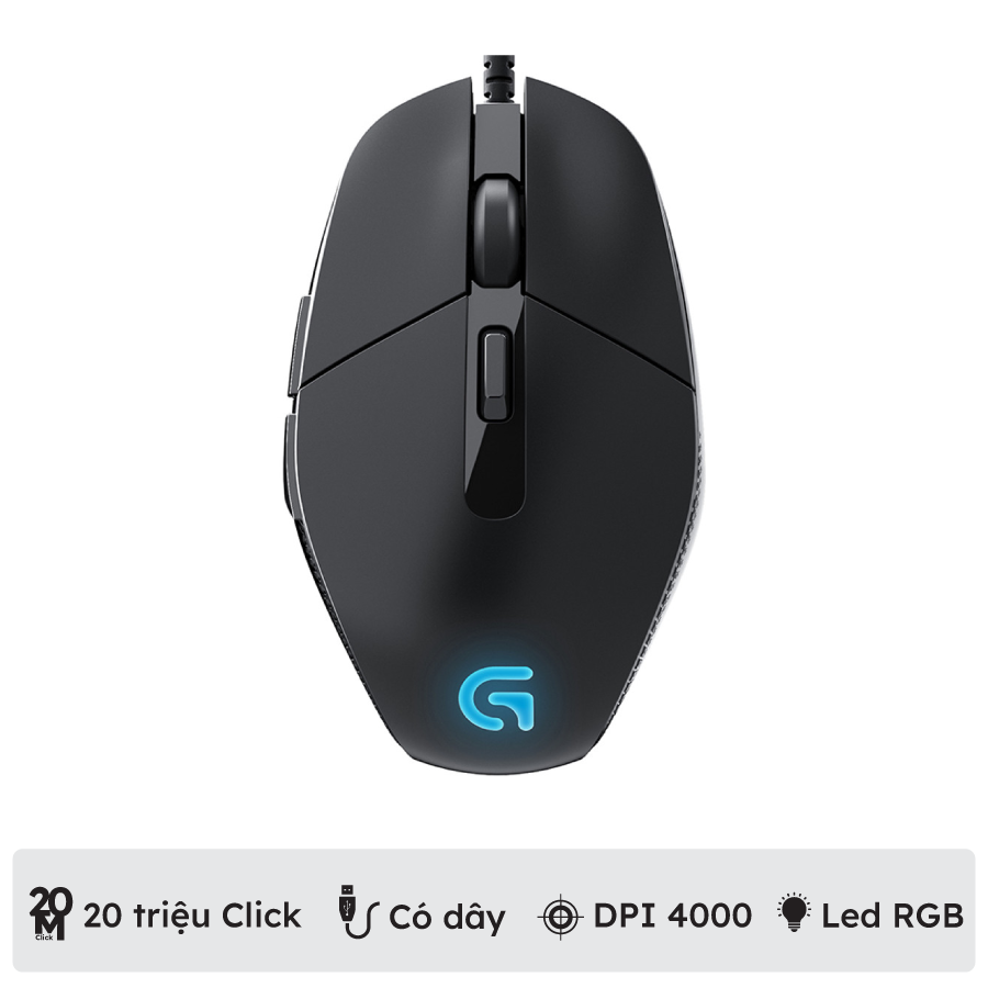 Chuột Gaming Logitech G302 (4000 DPI/10 Triệu Click/Đen)