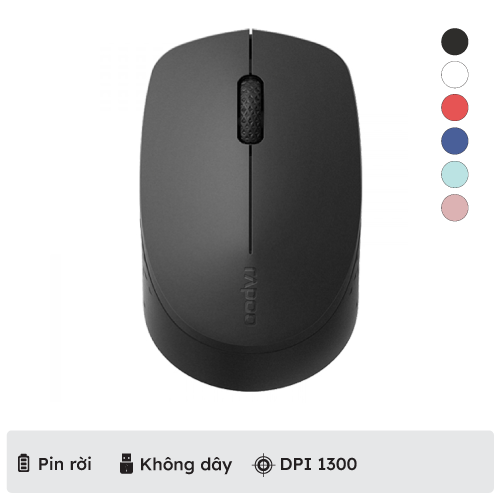 Chuột Bluetooth Rapoo M100 Silent (Wireless/1300 DPI/10 Triệu Click/Đen)