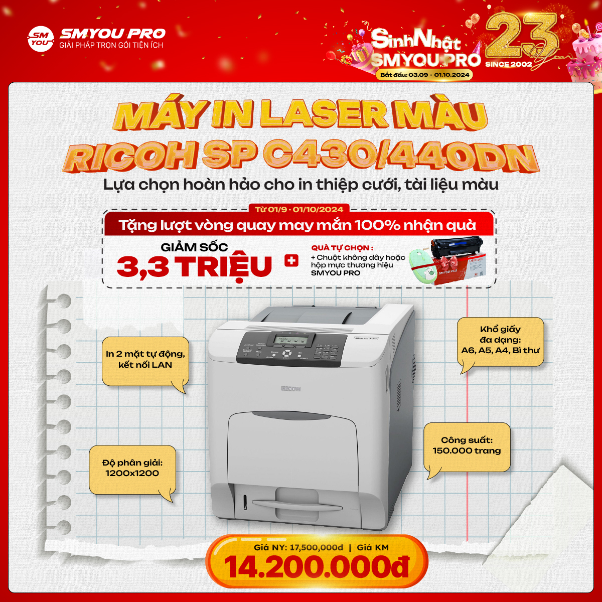 Máy In Laser Màu Ricoh SP C430/440DN