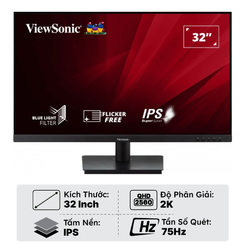 Màn hình LCD VIEWSONIC 32" VA3209-2K-MHD (2560 x 1440/IPS/75Hz/4 ms ...